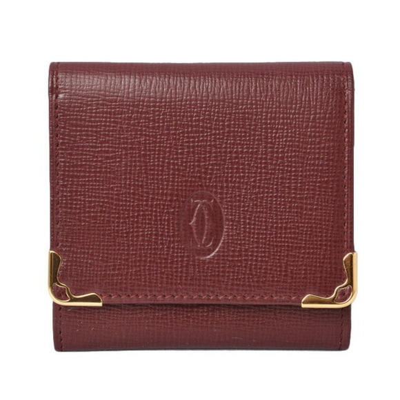 Cartier | Bags | Cartier Coin Case Square Purse Wallet Must De Bordeaux ...